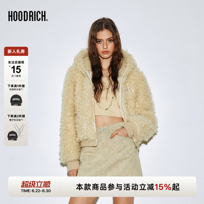 HOODRICH卡其色羊羔毛短款冬季防寒保暖加厚摇粒绒外套女款