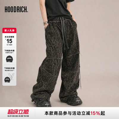HOODRICH美式复古街头豹纹长裤潮流水洗做旧宽松百搭休闲裤女款