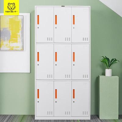 虎一办公家具更衣柜铁35702柜宿舍室员手工多皮门储红物柜子拉白