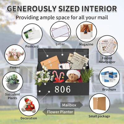 境户外壁挂式邮箱金属投递箱花防户水外邮箱66550带箱金属邮跨箱