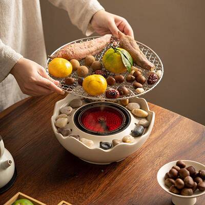 苏打火釉电陶炉茶套装煮网红可围炉烤HG33333炉家用干烧陶壶罐罐