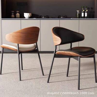 YRM意式客餐椅家用现代简约轻厅奢餐桌实椅子木设计师款酒店待接
