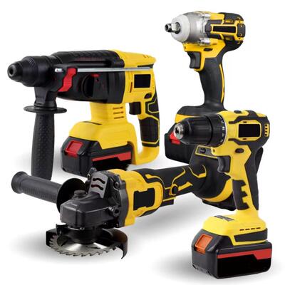 锂电工具组合套装钻起电子机扳电手角磨机锤四件自套三件套93154