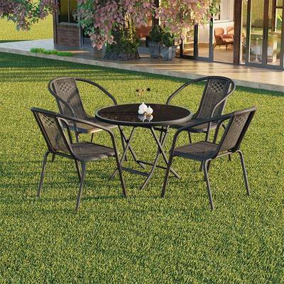 6户外桌椅庭院休闲露钢化R玻BDJ璃花园天院摆子喝茶外折叠桌子阳