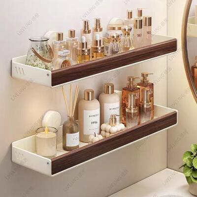 吸盘胡桃手木卫生间置物架中式浴52947室洗厕所漱洗手台间墙上免