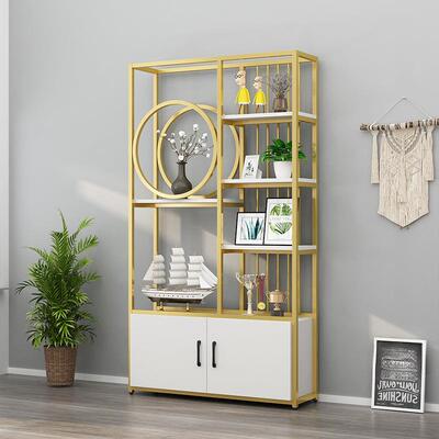 铁艺款镂空隔断办新置物QWG架玄屏风关书架公室装饰柜落地多层展