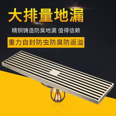 丽雅加长大量全铜地漏酒店房家装工程淋浴卫间条形8排生*30K8034c