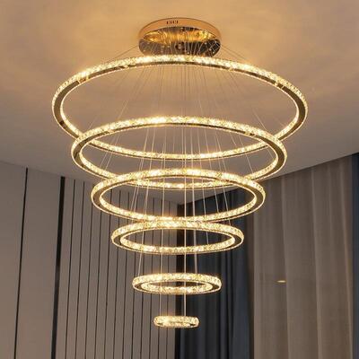 轻奢水晶灯后现代简客别墅厅餐约厅卧室家居吊929灯饰led圆环吊灯