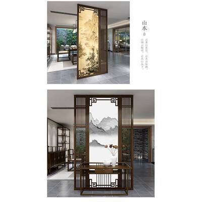 新中实木入式遮挡屏户风隔客厅家用装饰玄关供桌条NZB案台简断约