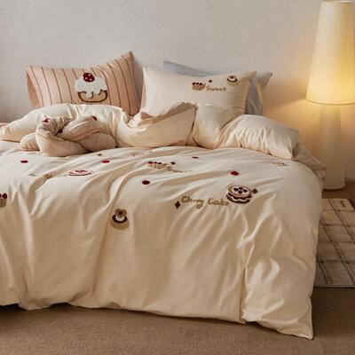 方糖记|900100日支长绒棉磨毛四件冬套棉A类秋卡通毛全巾绣三件套