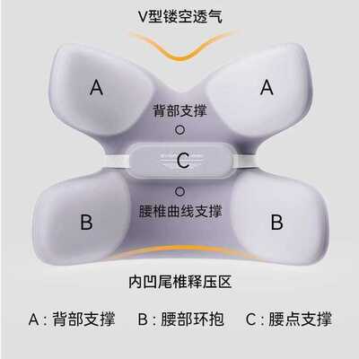 EVERYTHINK小蝴蝶腰靠枕腰靠垫座椅腰托办公工位腰枕支撑记忆棉