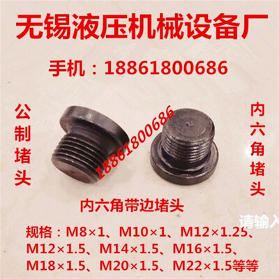 内六角堵头M10/121.25M14/16/18/221.5闷头堵塞接头1011