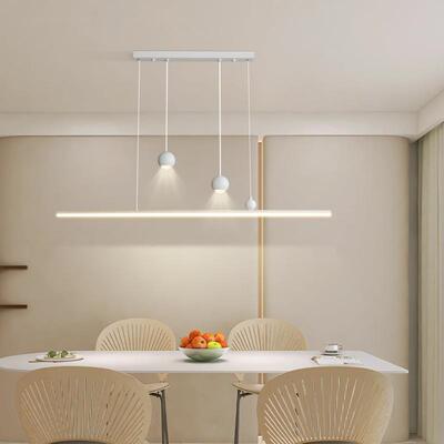 普瑞眼护高438显指饭厅灯现代约智简能餐桌吧台灯极简一字长吊条