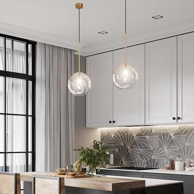 轻奢艺术16857计餐床厅装饰吊玻设璃圆球泡泡创意吧灯台头店铺球