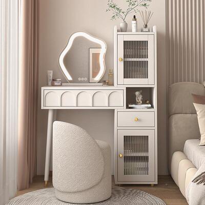 dnd书奶油风代梳妆8pRJSPsM台卧室现简约小户型网红收纳柜床台头