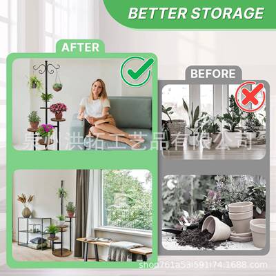 铁艺物盆架带悬挂杆多架层室内悬挂植支MNQ架铁木结花合植物支花