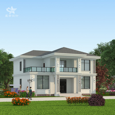 农村自建房二层别墅设计施工图纸两层小洋楼带露台新中式现代洋房