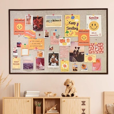照片墙毛毡板墙贴背景板组合相框墙面装饰创意软木墙板相片展示墙