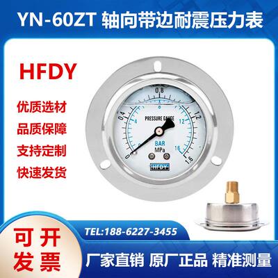 HFDY轴向带边耐震水压油压真空压力表YN60ZT 25/40MPA/BAR 1/4PT