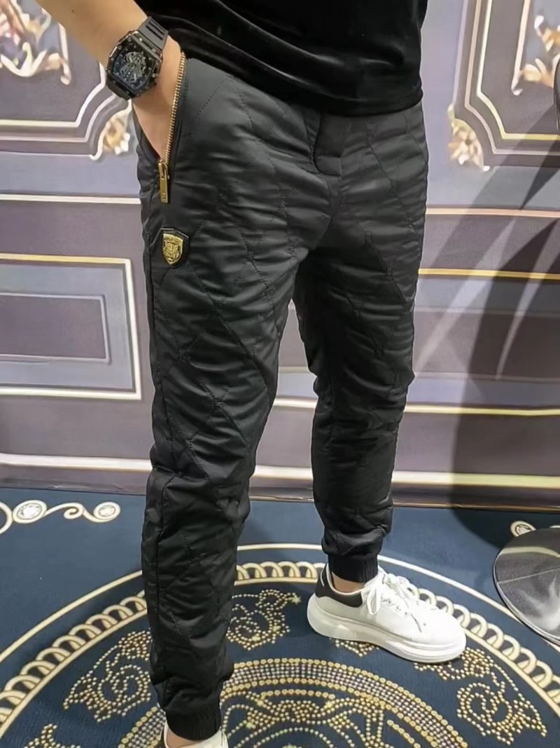 冬季男士外穿棉裤男加厚小脚修身羽绒棉棉裤羽绒裤保暖裤休闲裤男