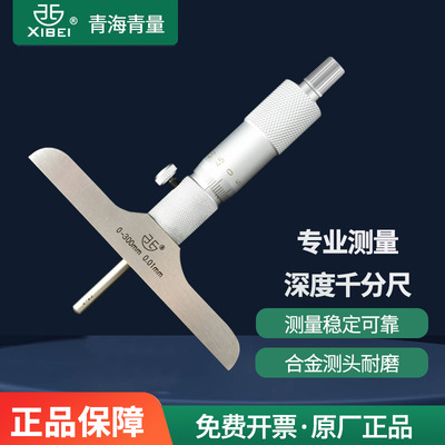 青海青量 深度千分尺 0-25mm 孔深测量电子数显机械球头圆头平头