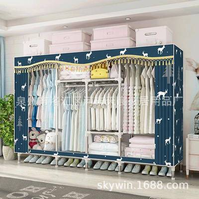 厂1家20CM简易衣柜钢优管加粗加布衣柜布艺简约组装衣橱CC216固21