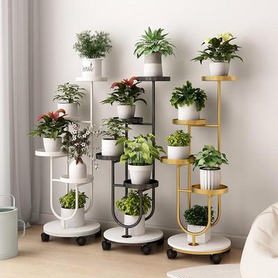 移动花架子客厅落地式多层阳台架HJ-00801架奶油风花铁置艺多肉花