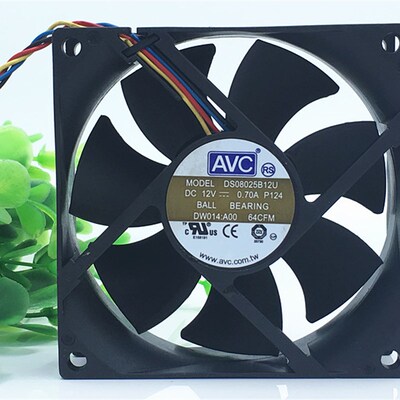 AVC 8025 8cm 12V 0.70A DS08025B12U 4线温控 双滚珠大风量风扇