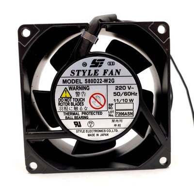 原装日本STYLE FAN S80D22-W2G 220V 11W 8038 8CM耐高温进口风扇