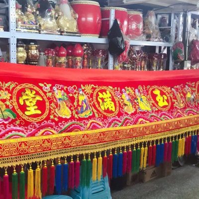 10尺精品全凸门彩横彩八仙彩横披庙堂彩祖厝彩神明彩横幅刺绣3.45