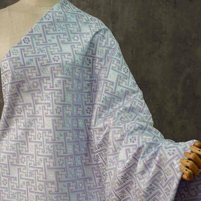 新中饰仿壮锦蓝紫万吉XL-F9-48色纹式提花面料民族风马甲唐装礼服