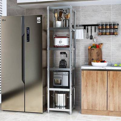 厨房30宽夹钢缝层不锈收纳多架储物架微炉锅盆架子冰CYT箱缝隙家