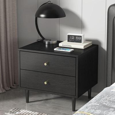 202新小款黑色RFG实木床头柜指纹锁大容量床头5收纳柜储物家用柜