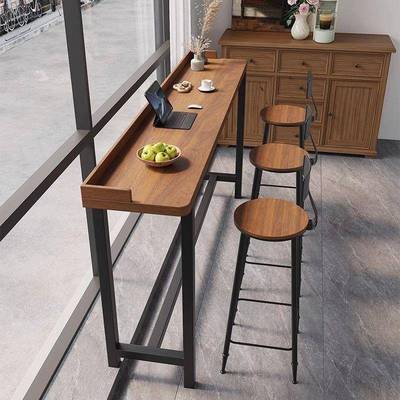 阳台休闲小吧台桌约见详情家用简椅实木长条桌桌子酒桌吧椅高脚桌
