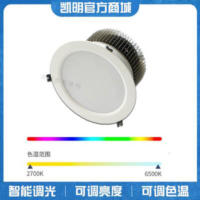 智能照明2700K6500K调光调色LED筒灯30W 40W 50W 60W色温控制筒灯
