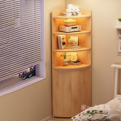 家用客厅餐厅转角拐角墙角三角柜多功能收纳储物实木餐边柜XBJ253