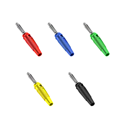 铜免焊大电流4mm香蕉插头高弹力侧面可叠加连接器螺丝固定