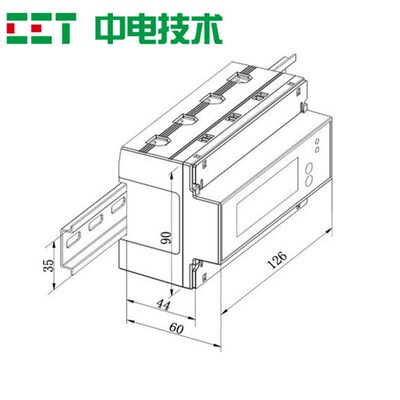 中电三相导轨电表PMC-340A/B液晶智能电能仪表带CE认证