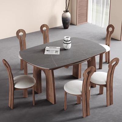 法式岩板餐桌家户用小型2025新款圆可约折ZQA叠现代简奶油风可变