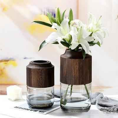 琉冠托玻璃花瓶器摆件客木厅鲜Aj35sxQY花插花透皿明花水培器餐桌