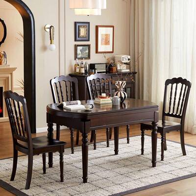 美式实编木餐椅简约复古藤家用轻奢中背椅新式温NTB莎椅法靠式