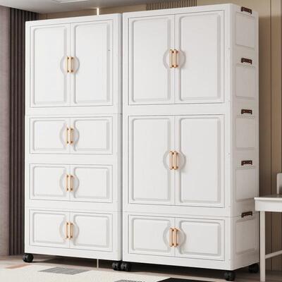 折纳叠收柜免安大容量儿童衣轮柜装对开门杂物储物UTY柜简约带置