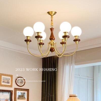 法式中古魔豆客厅吊灯星豆复古全铜实木轻奢餐厅主卧室灯具 casa