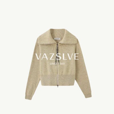 【VAZSLVE/全新奢品】捡漏-翻领毛针织衫老钱风卡其色短外套9984