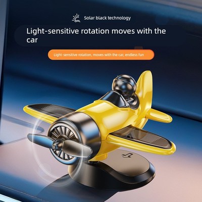 新款太阳能车载旋转饰品小飞机创意D有趣高级感摆件装饰中控台汽