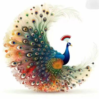 七彩孔雀开屏玻璃墙贴装饰防水画