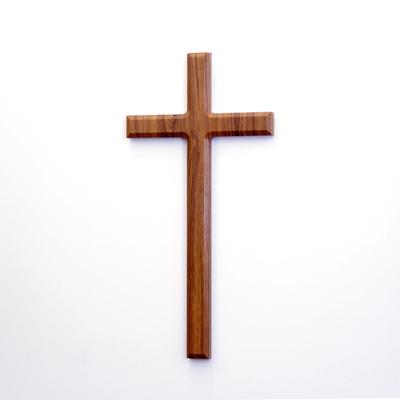 义树家·仿木纹十字架墙壁装饰品檀橡木纹挂件客厅卧室工艺品