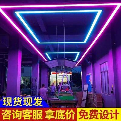 台色球室氛围灯le吊灯无228缝接房电d玩城桌球拼台球矩形彩吊灯厂