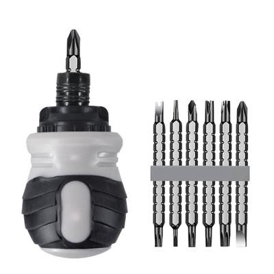 短柄棘轮螺丝刀套装 短十字一字异形小萝卜头多功能起子两用工具