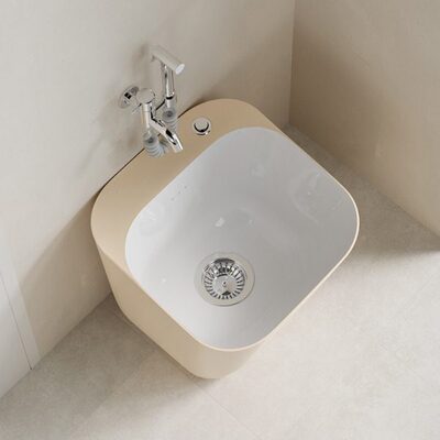 缪特彩色拖把池壁挂式拖布盆家用墙排墩布池悬挂阳台陶瓷地拖盆槽